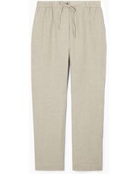 COS Barrel-leg Linen Pants in Black | Lyst
