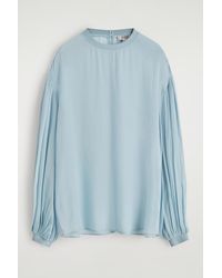 COS Sheer Balloon-Sleeve Blouse in Red | Lyst