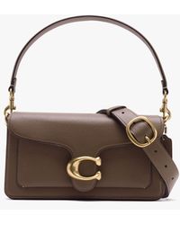 COACH Tabby 20 Dark Stone Leather Shoulder Bag in Metallic | Lyst