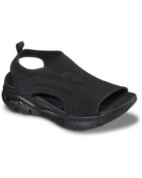 Skechers Cali Catch Arch Fit Wedge Sandal in Brown | Lyst