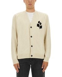 Isabel Marant Logo Button Cardigan in Natural for Men | Lyst UK