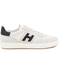 Hogan Low-Top Accent Logo Sneakers in White for Men | Lyst UK