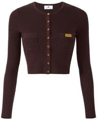 Elisabetta Franchi Micro-Braided Knit Cropped Cardigan in Purple | Lyst UK