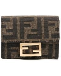 Fendi Ff-Logo Pattern Wallet in Grey | Lyst UK