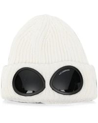 C.P. Company Goggle-Detail Ribbed-Knit Beanie Hat in Grey for Men | Lyst UK
