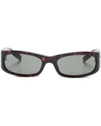 Saint Laurent Logo-Plaque Rectangle-Frame Sunglasses in Grey | Lyst UK