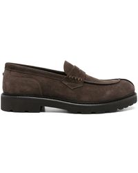 Canali Penny Leather Loafers in Grey for Men | Lyst UK