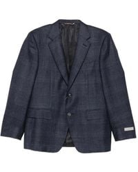 Isaia Check-Pattern Notched-Lapel Blazer in Grey for Men | Lyst UK