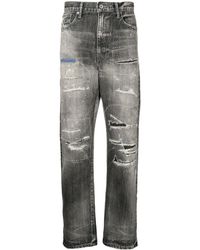 Neighborhood Denim Savage Deep-basic Straight-leg Distressed Selvedge ...