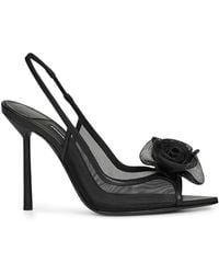 Le Silla Mesh Chanel Rose Sandals in Black | Lyst UK