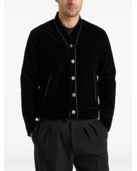 Manière De Voir Tony Velvet-Finish Leather Contrast-Detail Jacket in ...