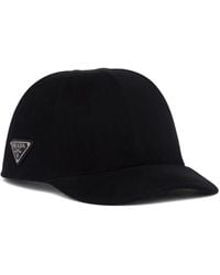 Prada Triangle Logo Suede Baseball Cap in Brown for Men | Lyst UK