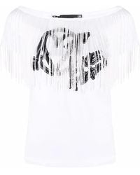 Love Moschino Satin-Finish Logo-Embroidered Shirt in Blue | Lyst UK