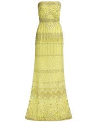 Elie Saab Bead-Embroidered Strapless Midi Dress in Metallic | Lyst UK