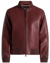 Manière De Voir Tony Velvet-Finish Leather Contrast-Detail Jacket in ...