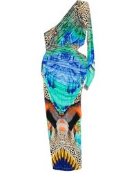 CAMILLA Animal-Print One-Shoulder Maxi Dress in Metallic | Lyst UK