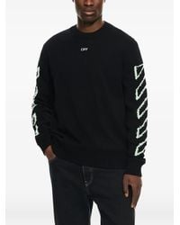 Off-White c/o Virgil Abloh Diagonal Arrow Fuzzy Sweater in Blue for Men ...