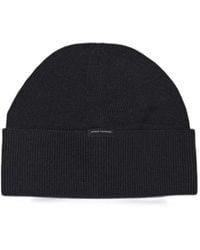 Emporio Armani Logo-Patch Ribbed Beanie Hat in Black for Men | Lyst UK