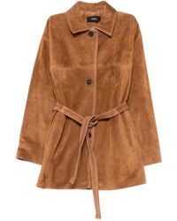 Arma Sendy Camp-Collar Suede Jacket in Brown | Lyst UK