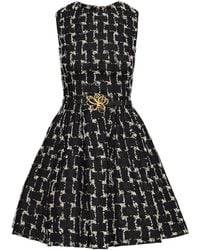 Oscar de la Renta Jacquard Woven Midi Dress in Black | Lyst UK