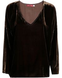 BIANCO LEVRIN Velvet Top in Red | Lyst UK