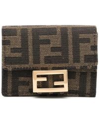 Fendi Ff-Logo Pattern Wallet in Grey | Lyst UK