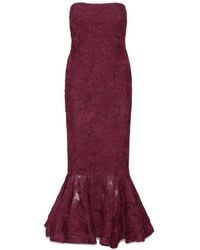 ROTATE BIRGER CHRISTENSEN Flower Flounce-Hem Midi Dress in Red | Lyst UK
