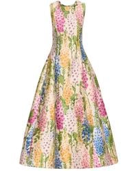 Oscar de la Renta Jacquard Woven Midi Dress in Black | Lyst UK