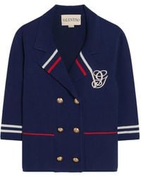 Valentino Garavani Double-Breasted Check Jacket in Grey | Lyst UK