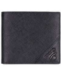 Prada Triangle-Logo Bifold Wallet in Black for Men | Lyst UK