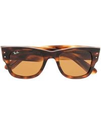 Ray-Ban Rectangle-Frame Sunglasses in White | Lyst UK