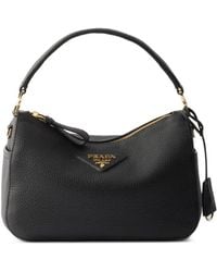 Prada Baulett Logo-Plaque Leather Tote Bag in Yellow | Lyst UK