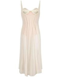 Elisabetta Franchi Fitted Tulle Dress in Brown | Lyst UK