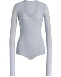 Alberta Ferretti Long-Sleeve Wool Body in White | Lyst UK