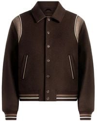Manière De Voir Tony Velvet-Finish Leather Contrast-Detail Jacket in ...