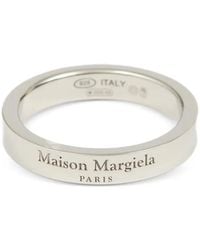 Maison Margiela Logo-Engraved Ring in Metallic | Lyst UK
