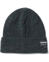 Neighborhood Ribbed Label Beanie Hat in Black for Men | Lyst UK