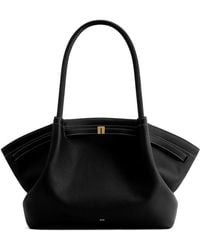 JW PEI Mini Hana Contrast-Stitch Pebbled Tote Bag in Black | Lyst UK