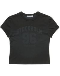 Acne Studios Logo-Print T-Shirt in Black | Lyst UK