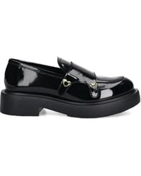 Love Moschino Heart Platform Loafers in Black | Lyst UK