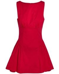 STAUD Adler Gathered Waist Dress in Brown | Lyst