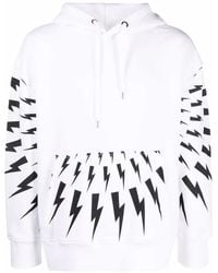 Neil Barrett Thunderbolt Graphic-Print Hoodie in Black for Men | Lyst UK