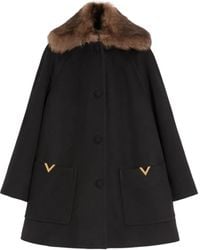 Valentino Garavani Collared Coat in Grey | Lyst UK