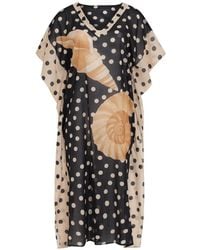 Brigitte Bardot Polka-Dot V-Neck Midi Beach Dresses in White | Lyst UK