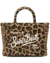 Mc2 Saint Barth Leopard-Pattern Logo-Embroidered Tote Bag in Brown ...