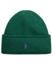 Polo Ralph Lauren Embroidered-Pony Wool Beanie Hat in Purple | Lyst UK