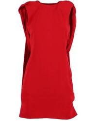 Alberta Ferretti Velvet Draped Mini Dress in Red | Lyst UK