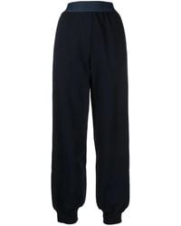 Alberta Ferretti Velvet-Effect Track Pants in Red | Lyst UK