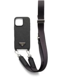 Prada Triangle Logo Leather Phone Case (Iphone 17 Pro Max) in Purple ...