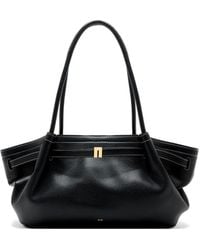 JW PEI Mini Hana Contrast-Stitch Pebbled Tote Bag in Black | Lyst UK